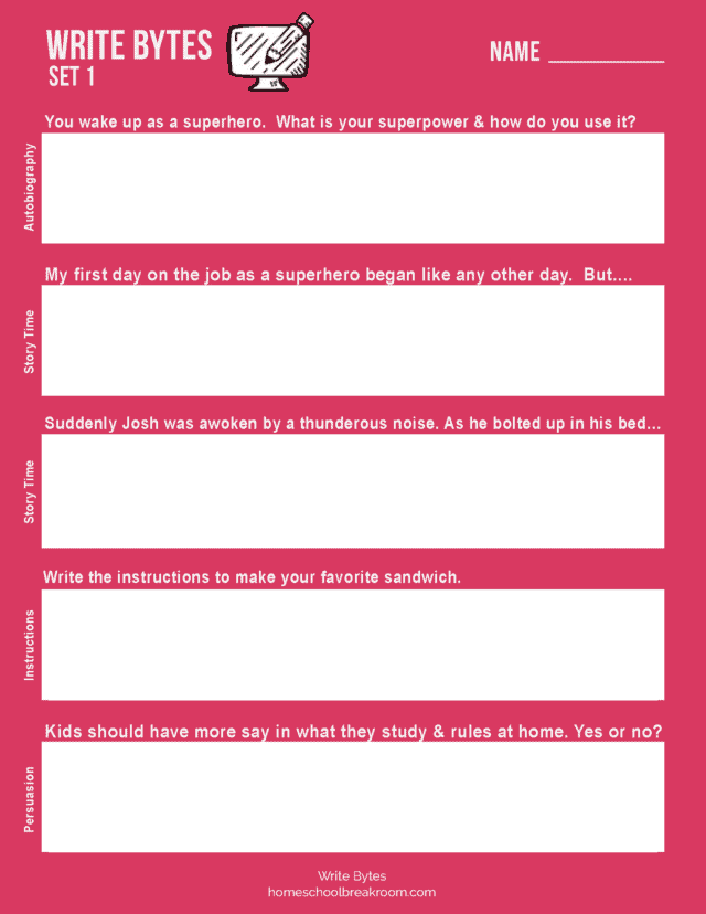 Variety Pack Set 1: (Digital!) Writing Prompts